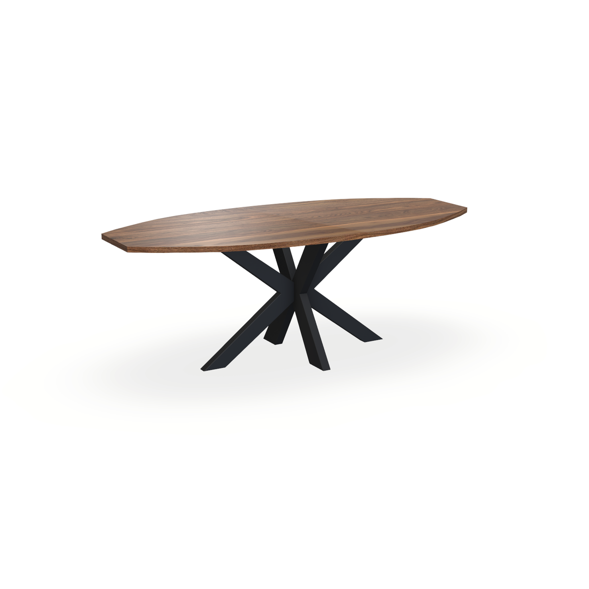 Eettafel Noten Naturel - Ovaal Half - Matrix Dun Onderstel Mat Zwart ...