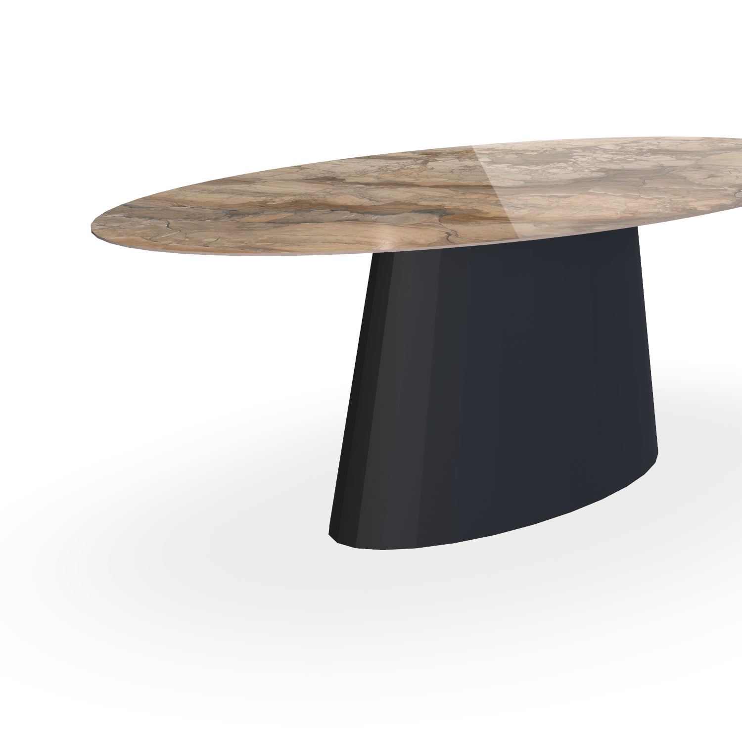 Eettafel Keramiek Glans Ankara - Ovaal - Sjors Onderstel Mat Zwart – Kas20