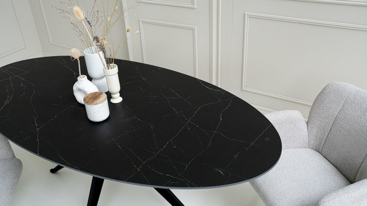 Marmer eettafel ovaal - Nero ardi - Anna poot – Kas20
