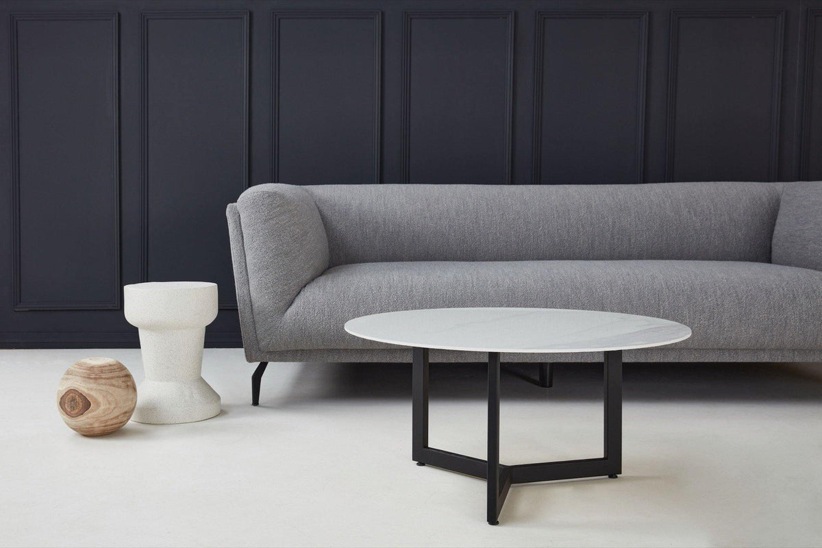 Marmeren Salontafel Rond - Marmer Calacatta Pullido Keramiek 5mm blad ...